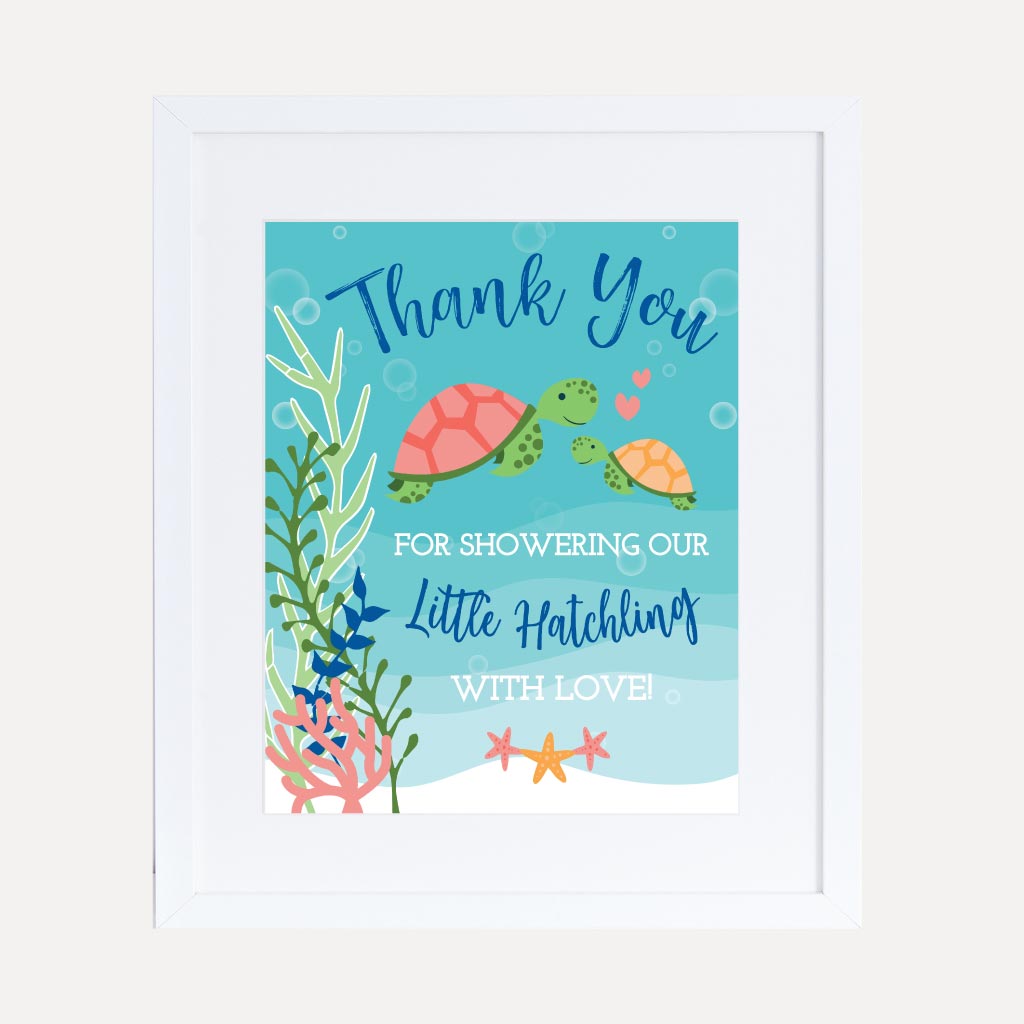 Printable Sea Turtle Baby Shower Thank You Sign Template | Hadley ...
