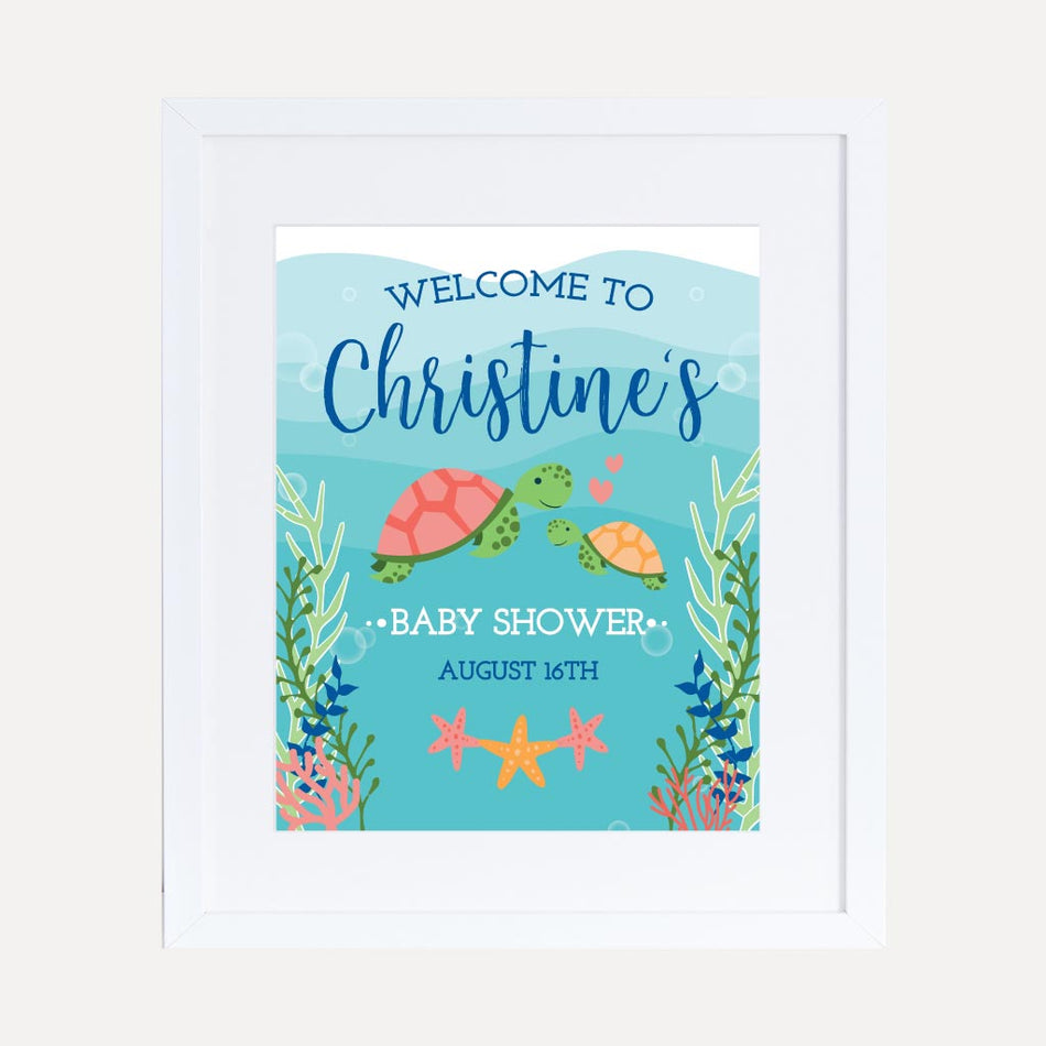 Printable Sea Turtle Baby Shower Welcome Sign Template | Hadley Designs ...
