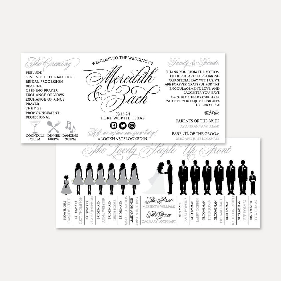 Printable Silver Dots Black Wedding Program Template | Hadley Designs - Printables