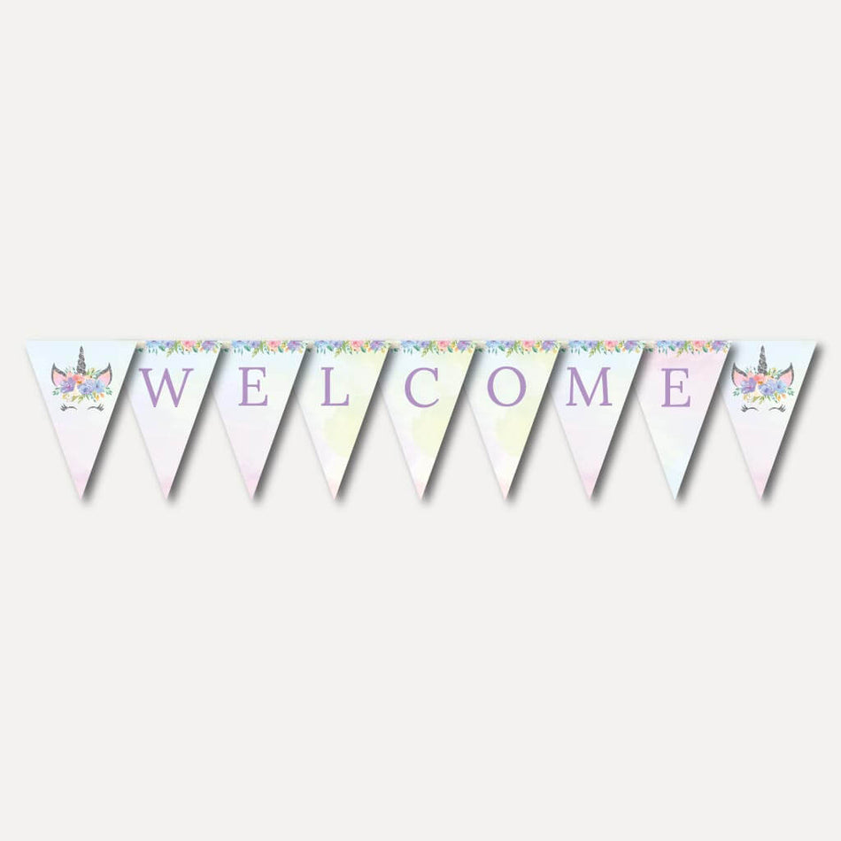 Printable Silver Glitter Unicorn Baby Shower Banner Template | Hadley ...