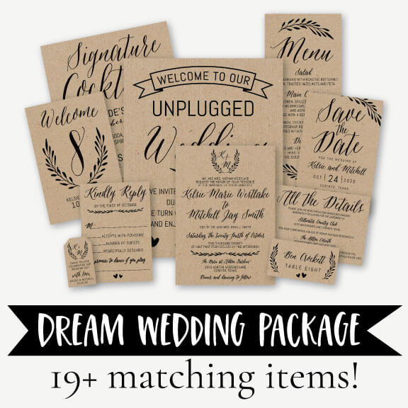 Printable Simple Kraft Wedding Complete Package Templates | Hadley ...