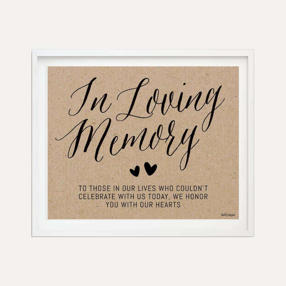 Printable Simple Kraft Wedding In Loving Memory Sign Template | Hadley ...