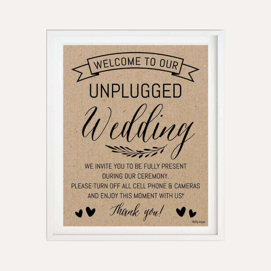 Printable Simple Kraft Wedding Unplugged Ceremony Sign Template ...