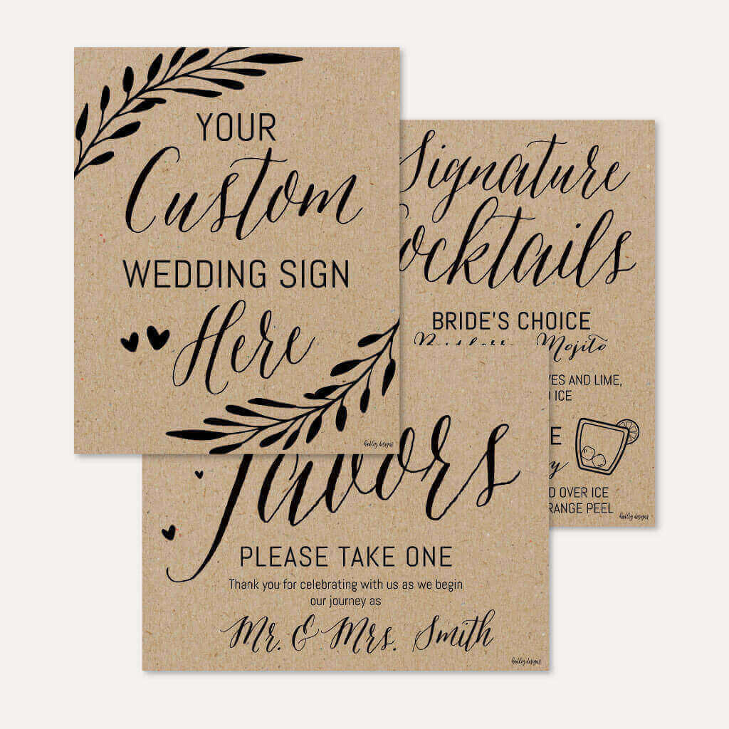 Printable Simple Kraft Wedding Signs Set Templates | Hadley Designs