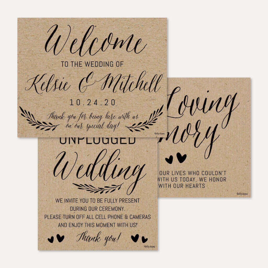 Printable Simple Kraft Wedding Signs Set Templates | Hadley Designs