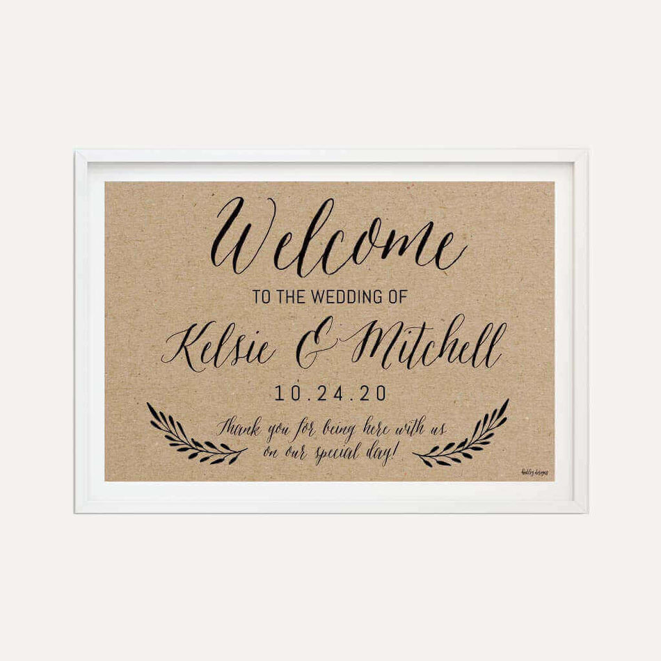Printable Simple Kraft Wedding Welcome Sign Template | Hadley Designs ...