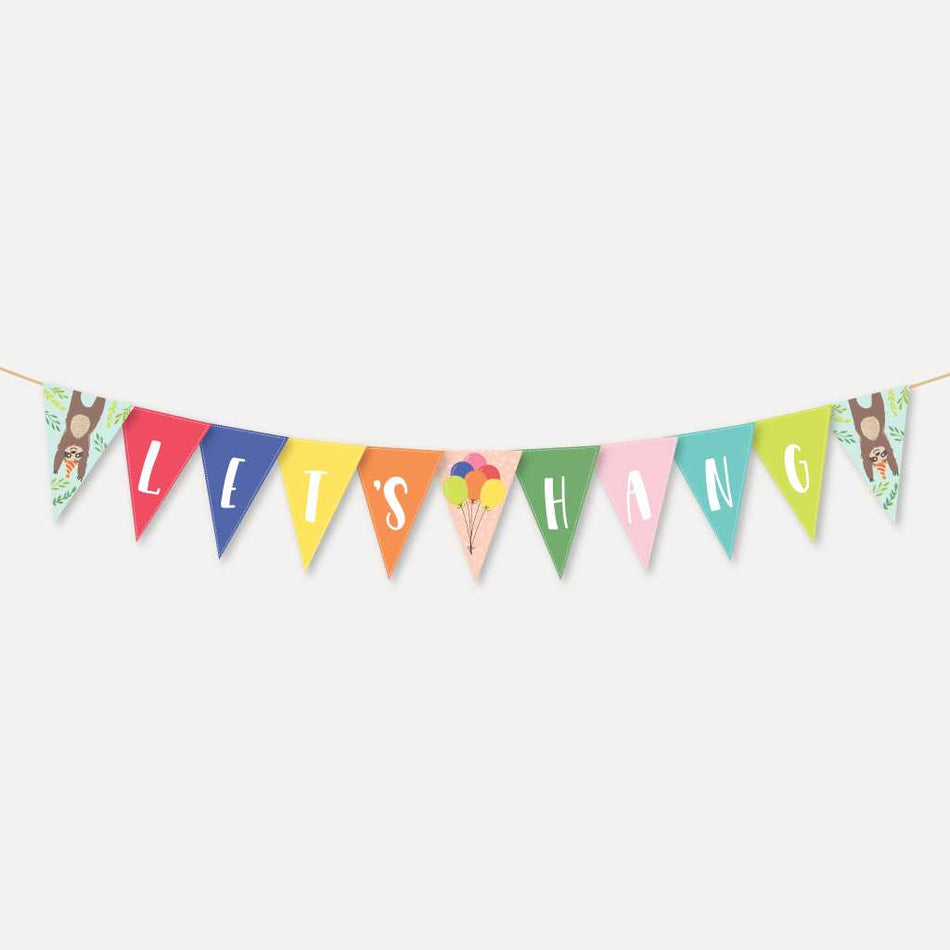 Printable Sloth Kids Party Banner Template | Hadley Designs - Printables