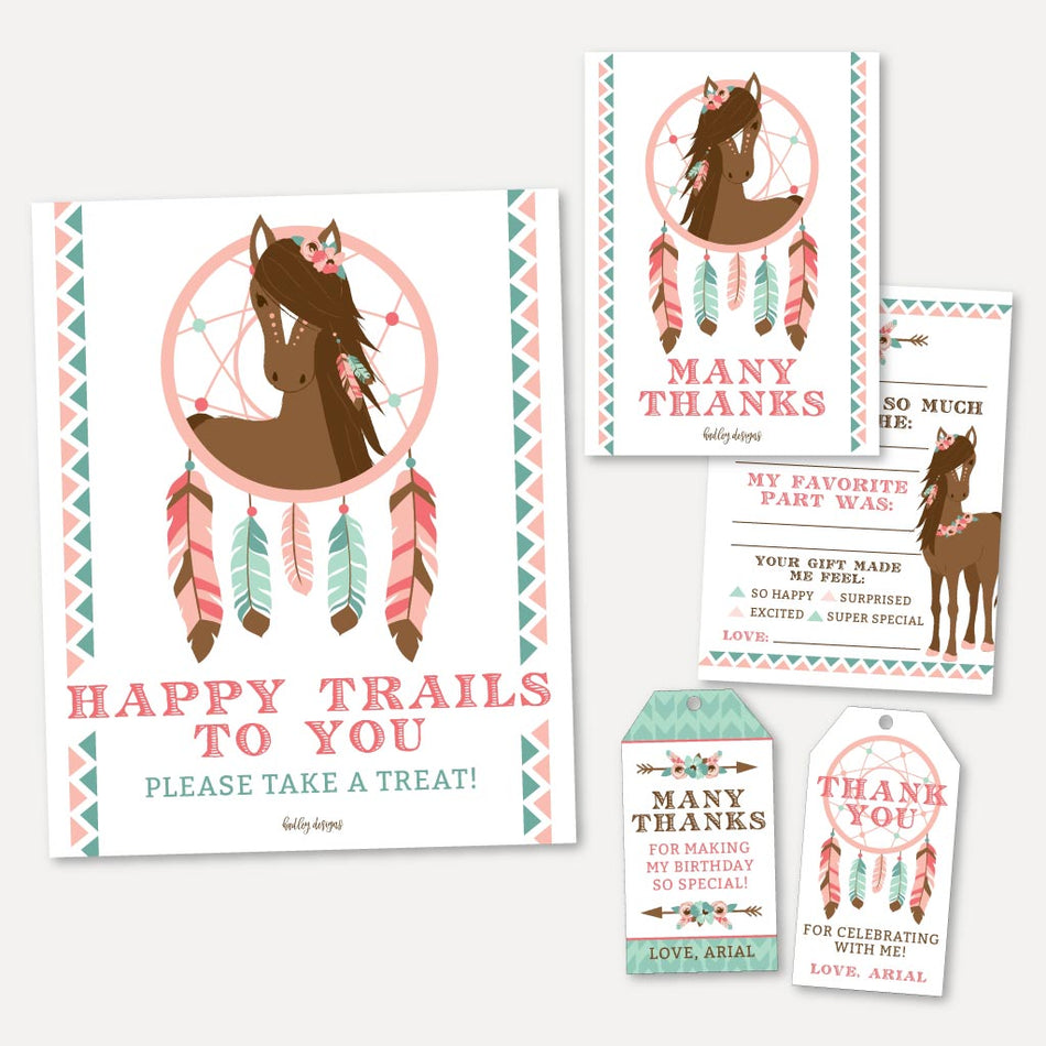 Printable Horse Kids Party Thank You Package Template | Hadley Designs ...