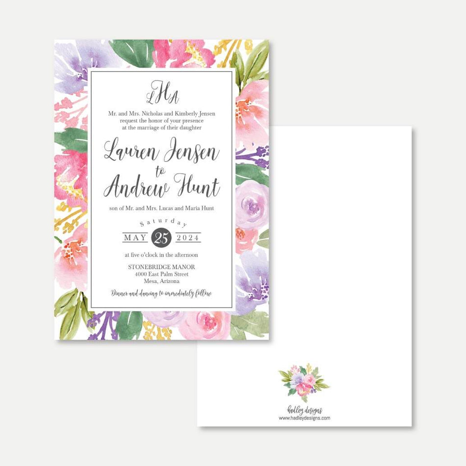 Printable Spring Floral Wedding Invitation Template | Hadley Designs ...