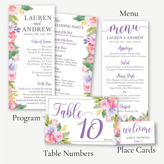 Printable Spring Floral Wedding Complete Package Templates | Hadley ...