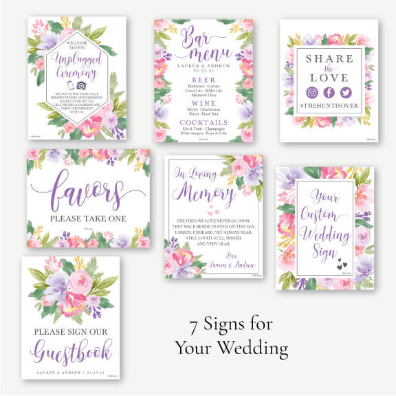 Printable Spring Floral Wedding Complete Package Templates | Hadley ...