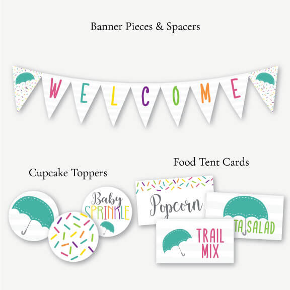 Printable Sprinkle Baby Shower Complete Package Templates | Hadley Designs
