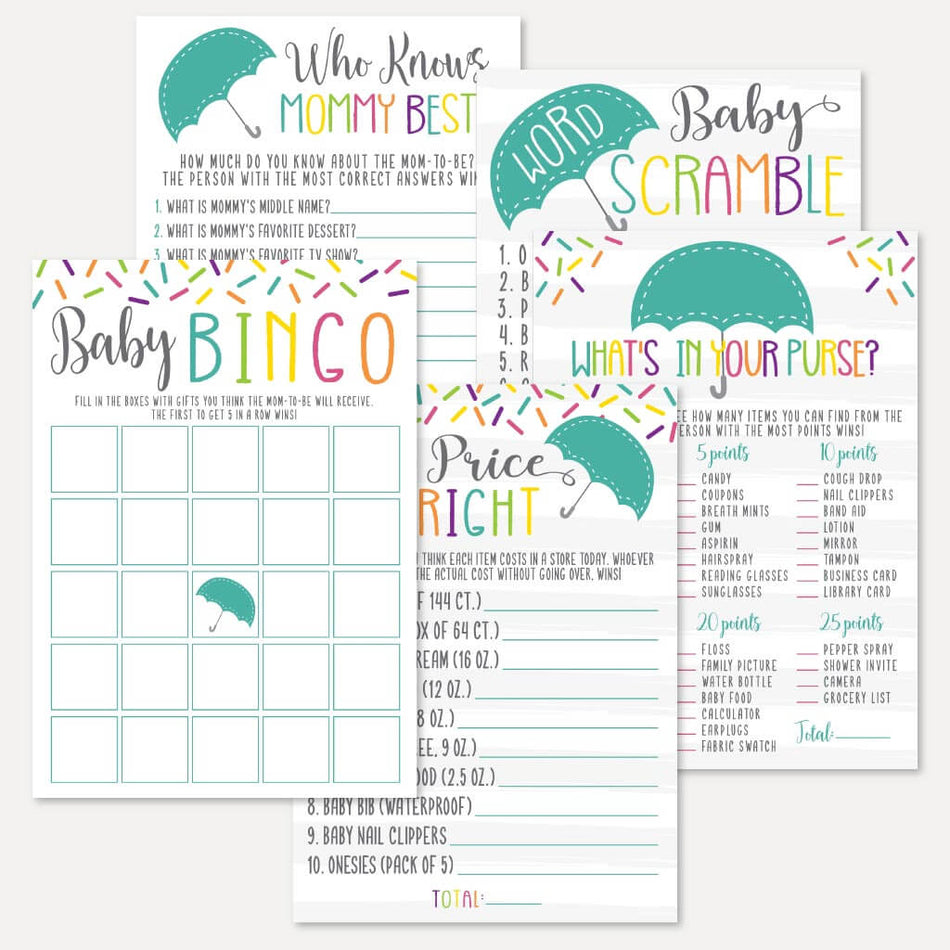 Printable Sprinkle Baby Shower Game Set Templates | Hadley Designs
