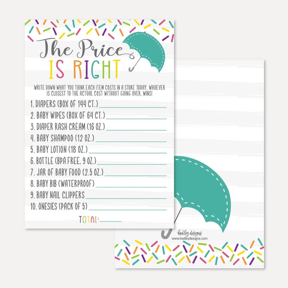 Printable Sprinkle Baby Shower Game Set Templates | Hadley Designs