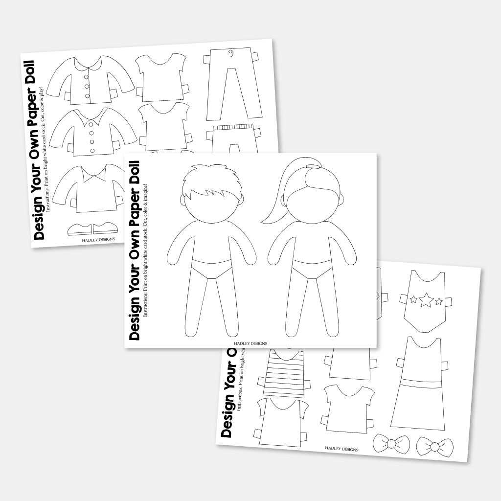 Printable Paper Dolls and Clothes Templates | Hadley Designs