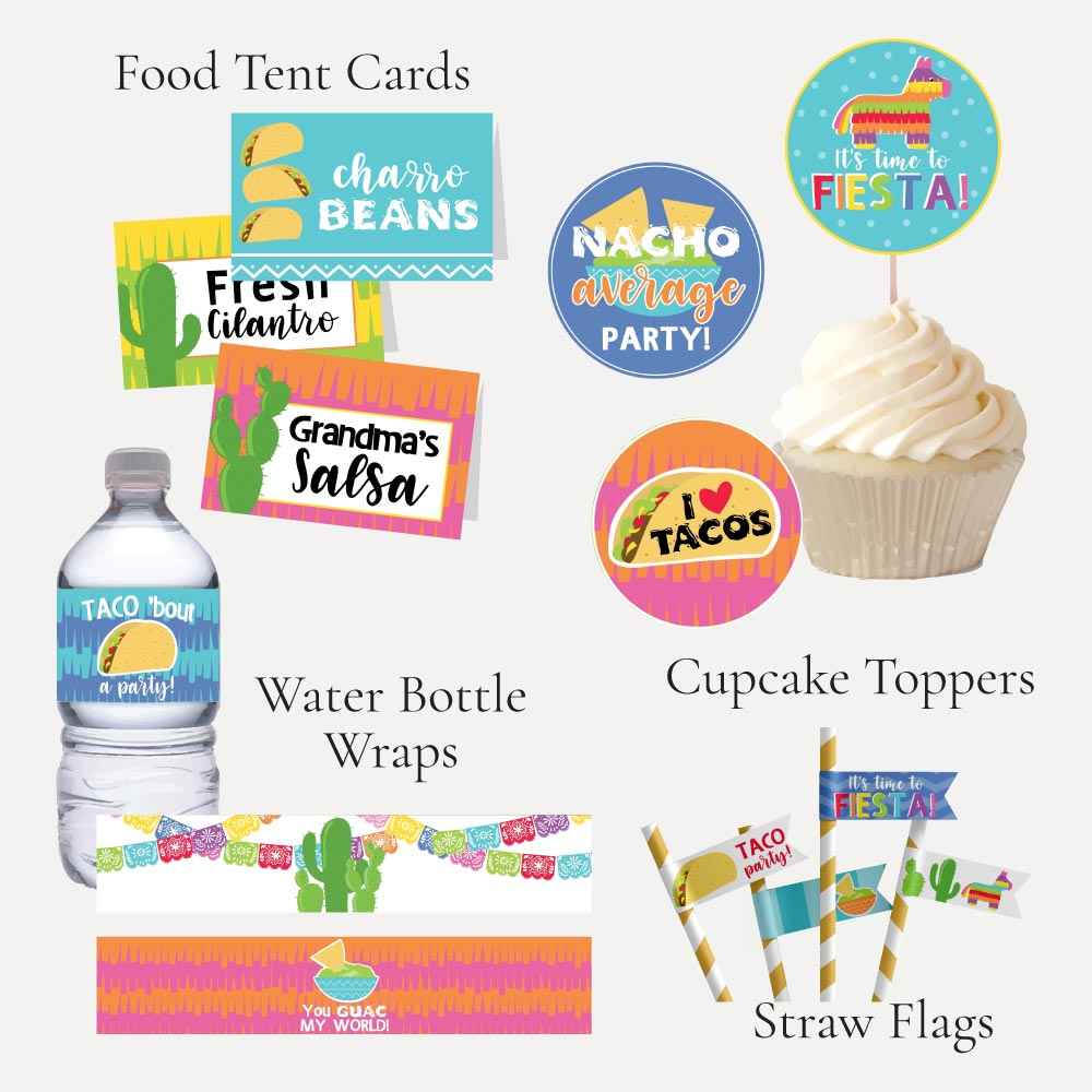 Printable Taco Party Complete Package Template | Hadley Designs