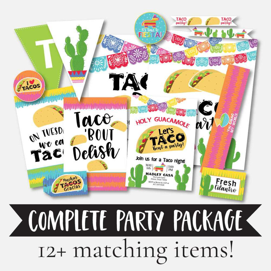 Printable Taco Party Complete Package Template | Hadley Designs