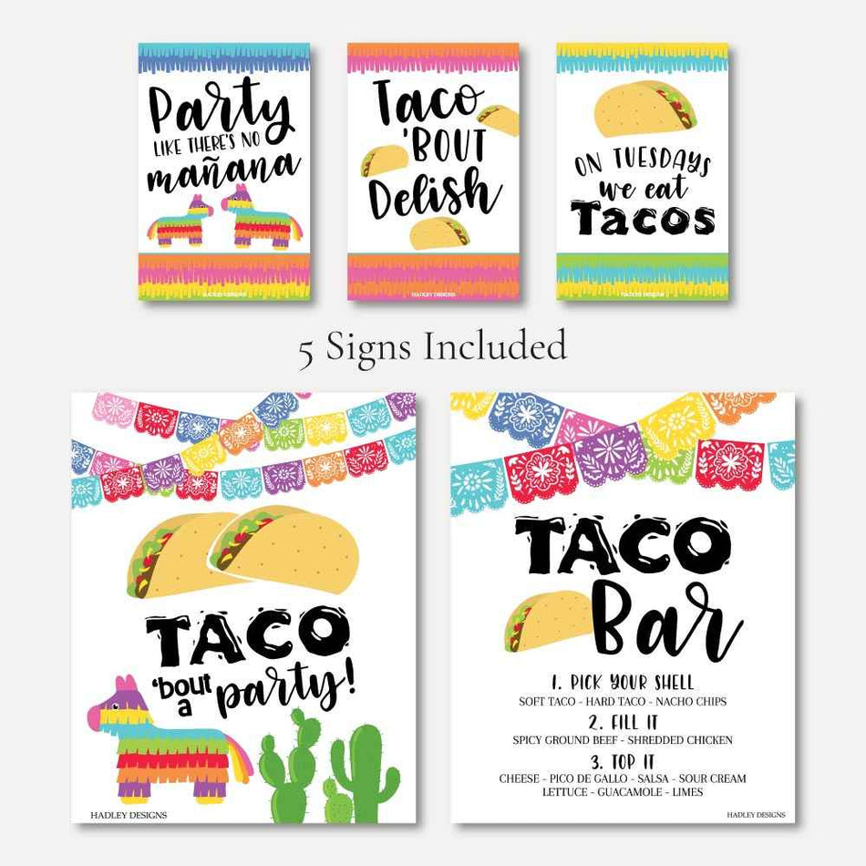 Printable Taco Party Complete Package Template | Hadley Designs