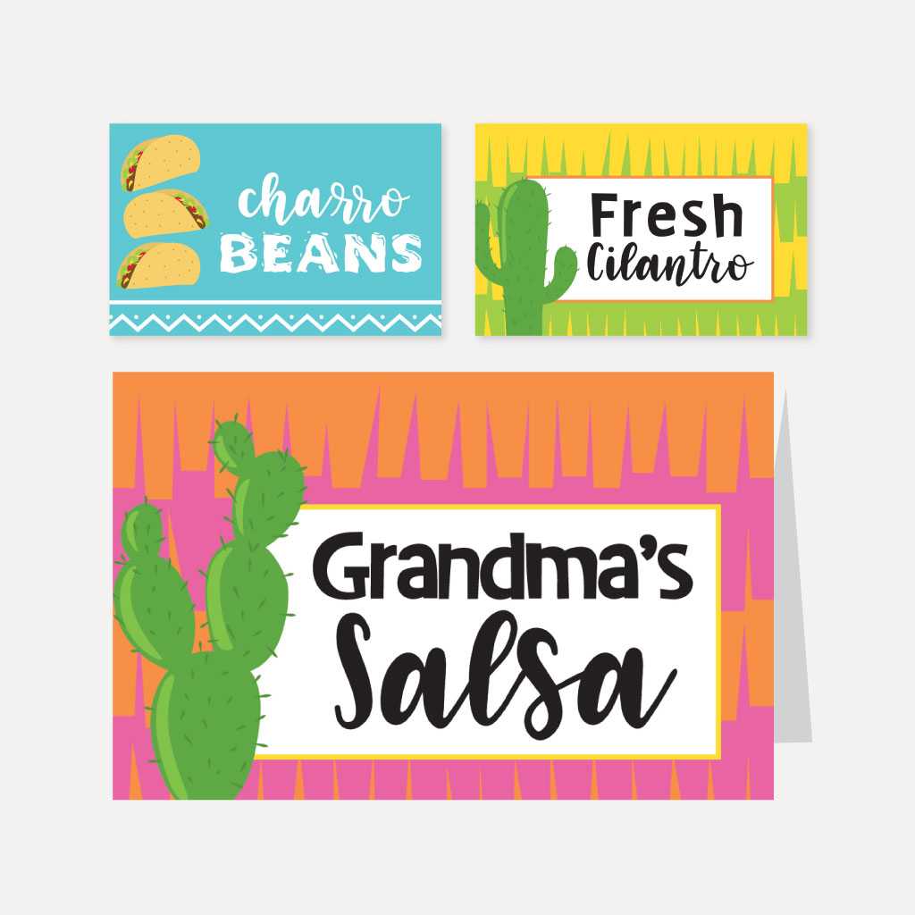 Printable Taco Party Food Tent Cards Template | Hadley Designs