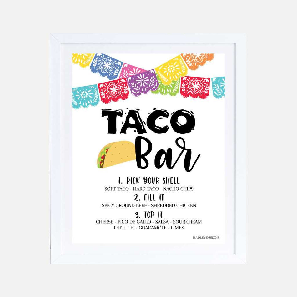 Printable Taco Party Signs Package Template | Hadley Designs