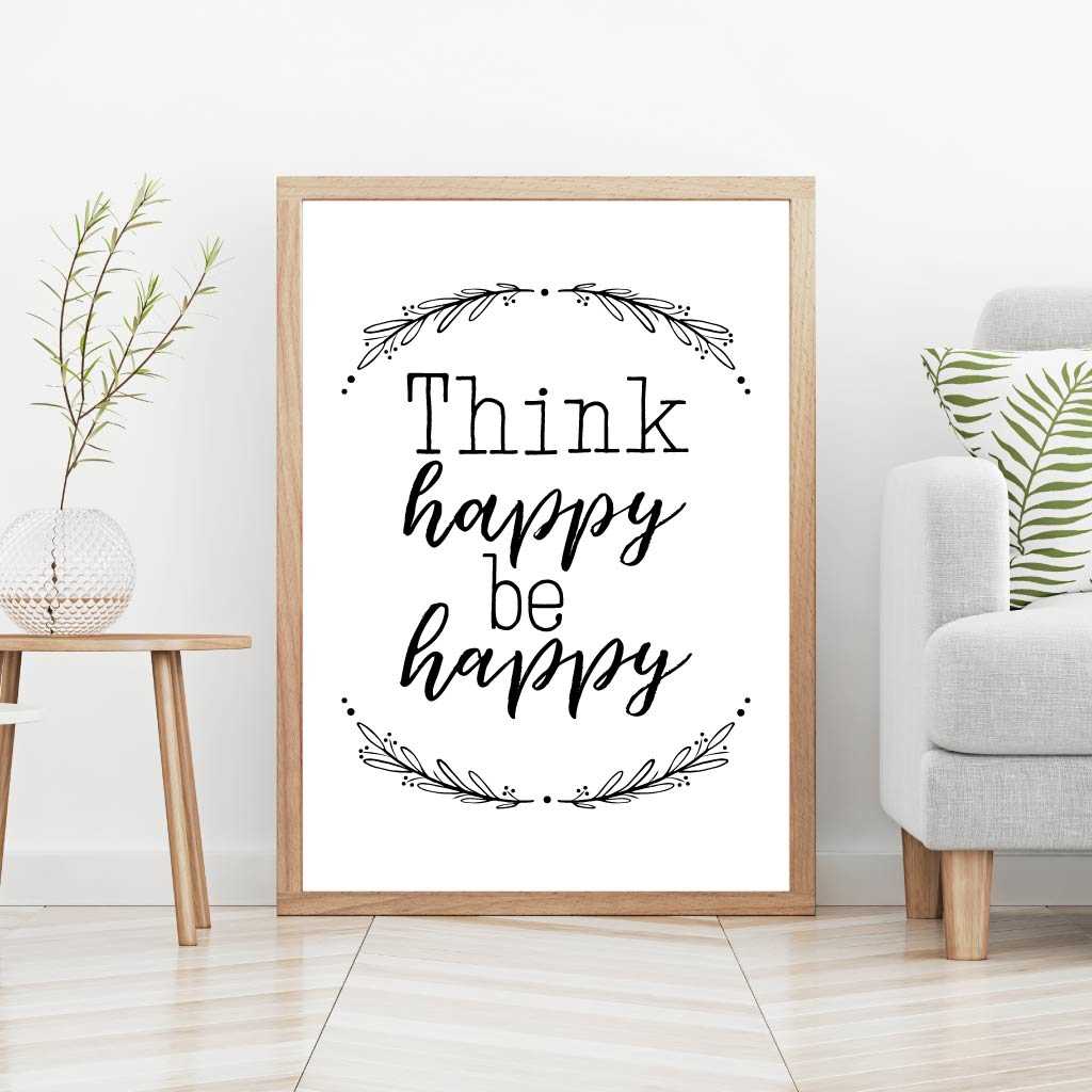 Printable Think Happy Be Happy Wall Art Template | Hadley Designs ...