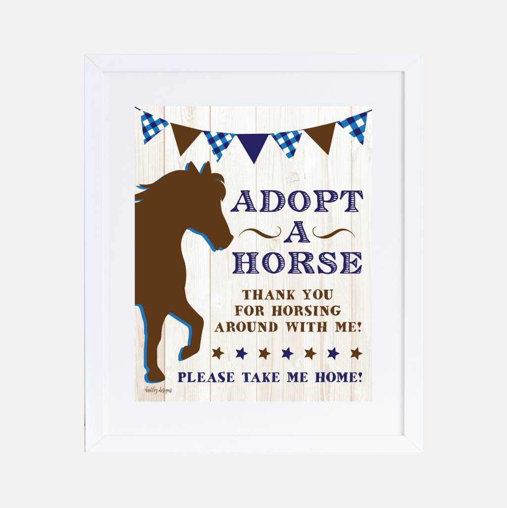Printable Blue Horse Kids Party Favors Sign Template | Hadley Designs ...