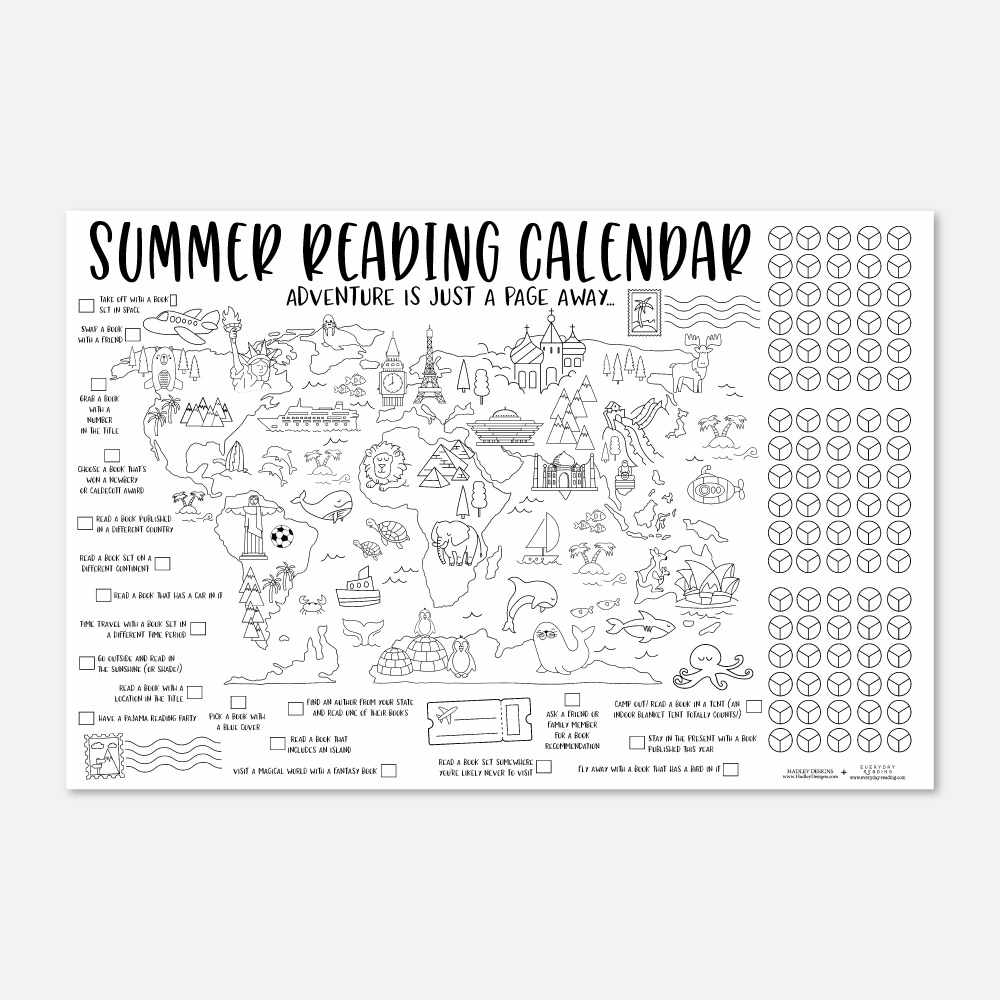 Printable Travel Summer Reading Calendar Template | Hadley Designs ...