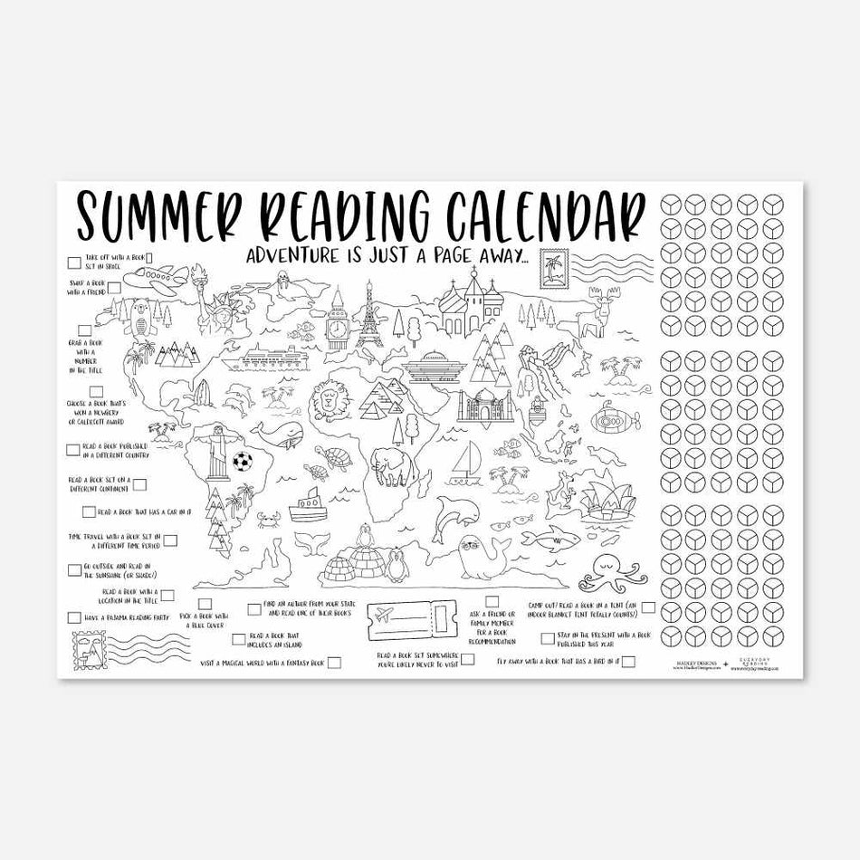 Printable Travel Summer Reading Calendar Template | Hadley Designs ...