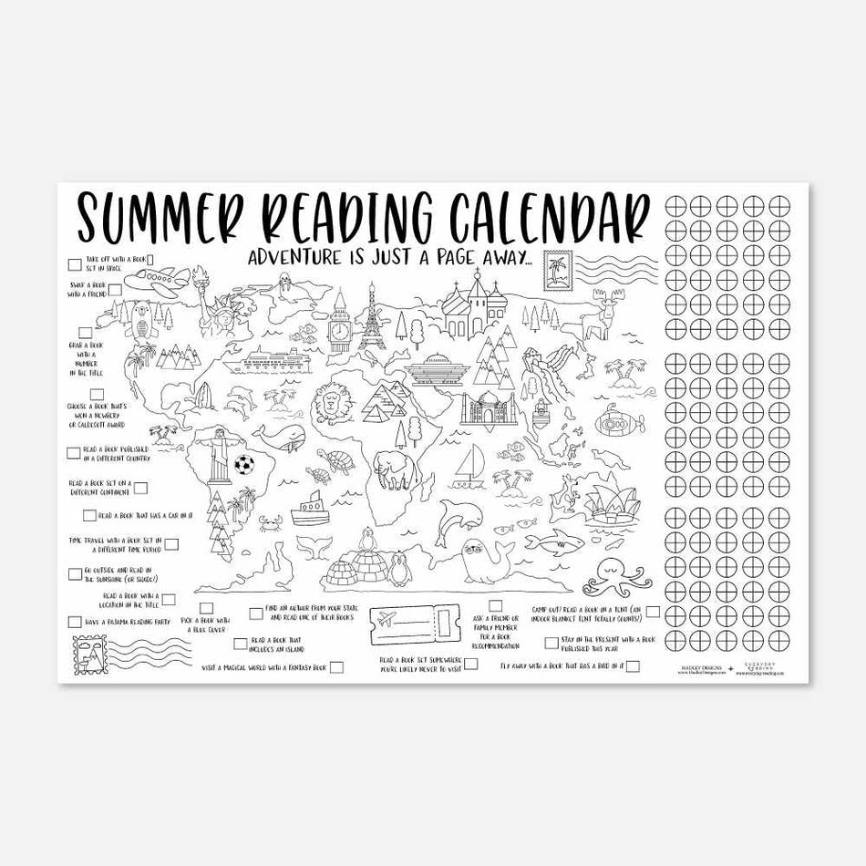 Printable Travel Summer Reading Calendar Template | Hadley Designs ...