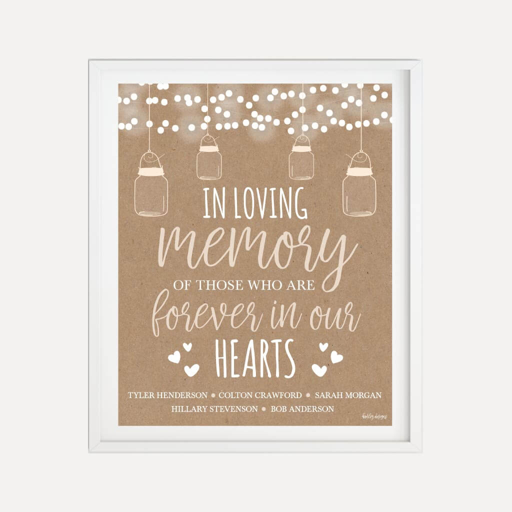 Printable Tree Lights Kraft Rustic Wedding In Loving Memory Sign ...