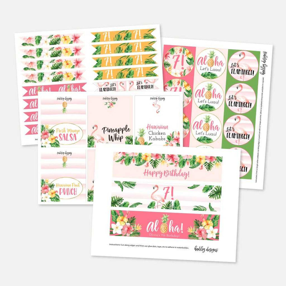Printable Tropical Kids Party Accessories and Decor Package Template ...