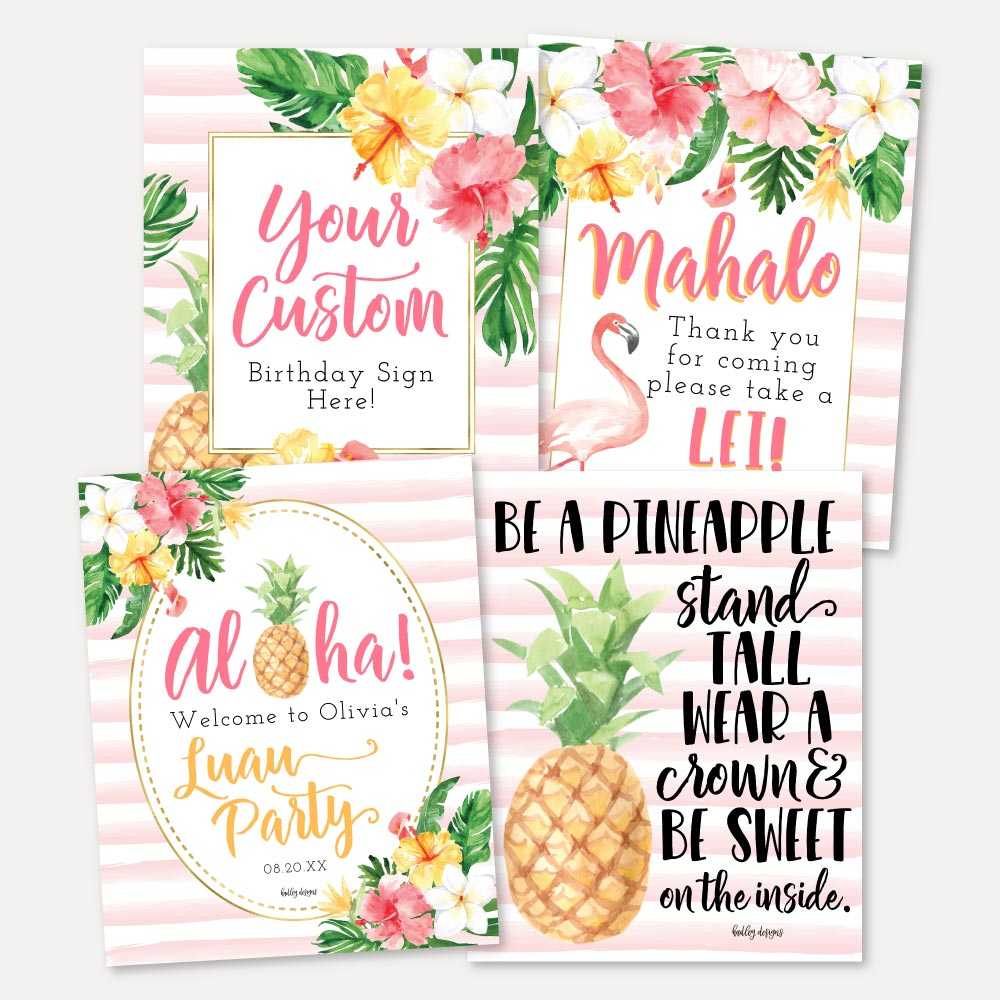 Printable Tropical Kids Party Sign Set Template | Hadley Designs ...
