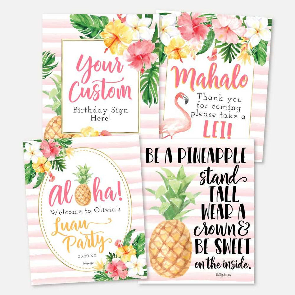 Printable Tropical Kids Party Sign Set Template | Hadley Designs ...