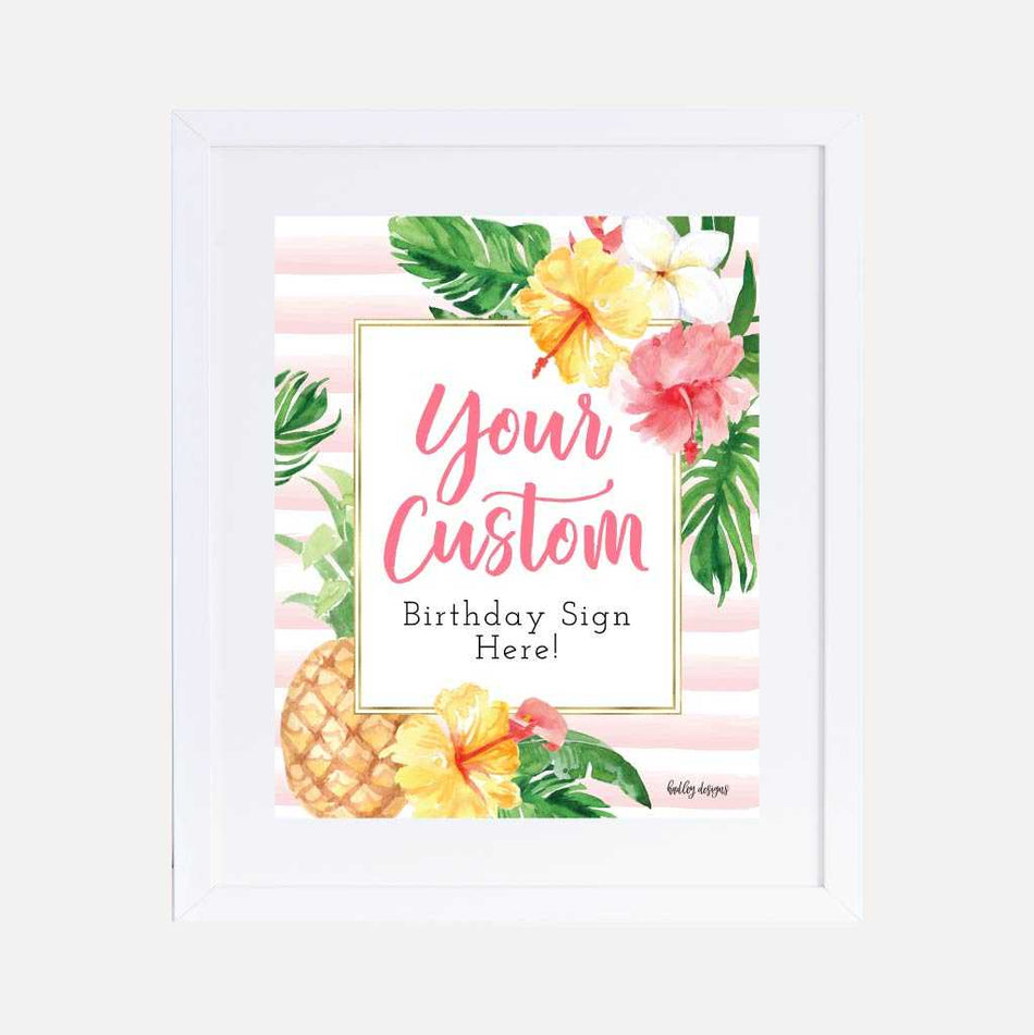 Printable Tropical Kids Party Custom Sign Template | Hadley Designs