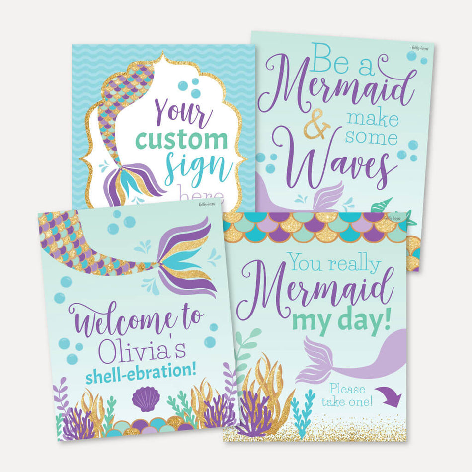 Printable Under the Sea Mermaid Kids Party Sign Set Templates | Hadley ...