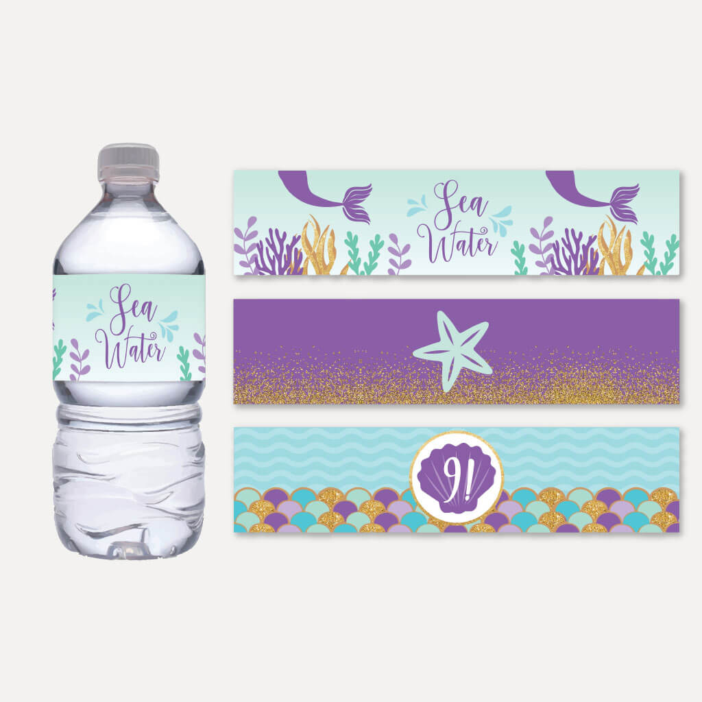 Printable Under the Sea Mermaid Kids Party Bottle Label Template ...