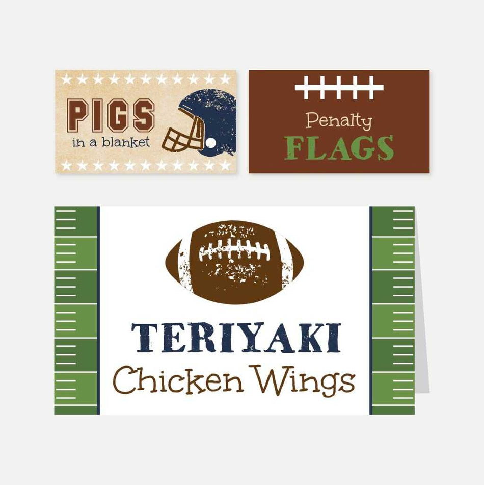 Printable Vintage Football Kids Party Food Tent Cards Template | Hadley ...