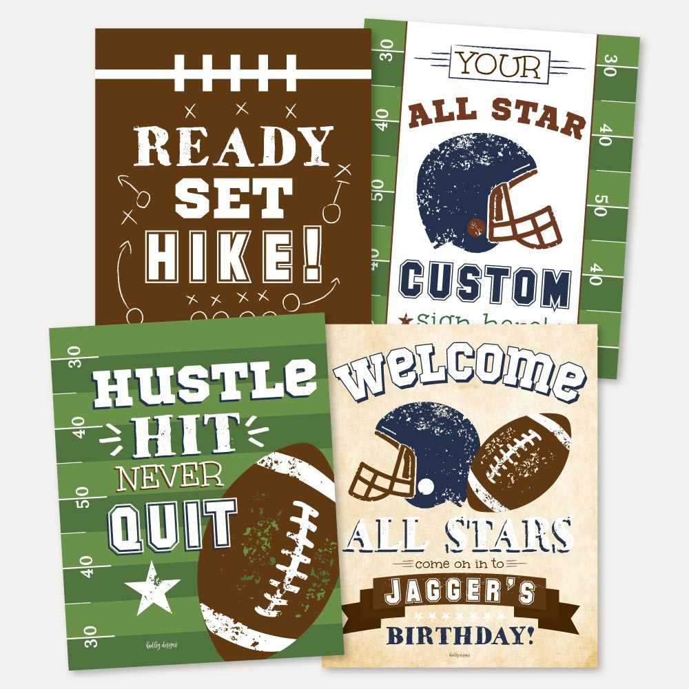 Printable Vintage Football Kids Party Sign Set Templates | Hadley ...