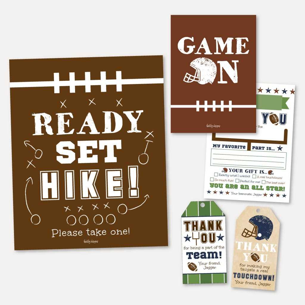 Printable Vintage Football Kids Party Thank You Package Templates ...