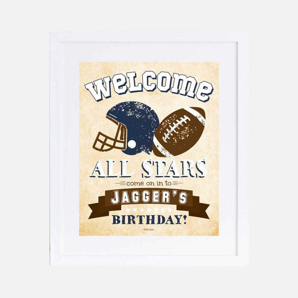 Printable Vintage Football Kids Party Welcome Sign Template | Hadley ...