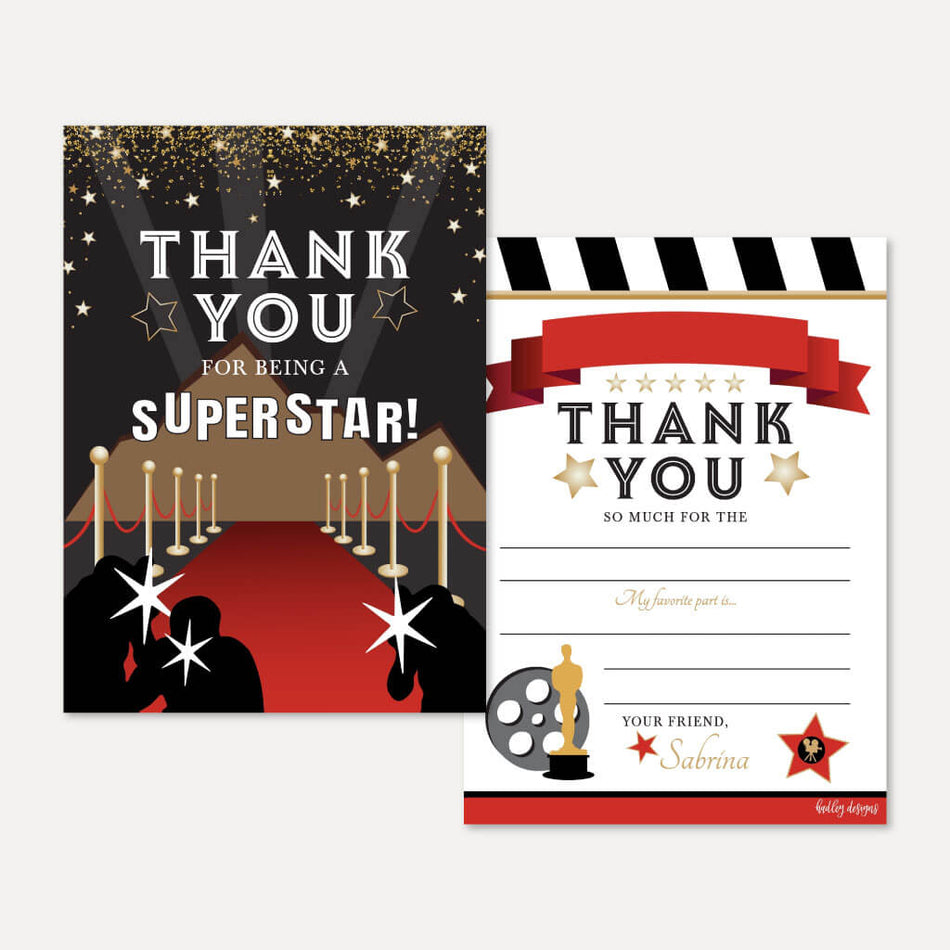 Printable VIP Kids Party Fill In The Blank Thank You Card Template ...