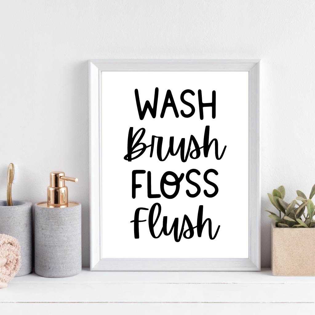Printable Wash Brush Floss flush Wall Art Template | Hadley Designs