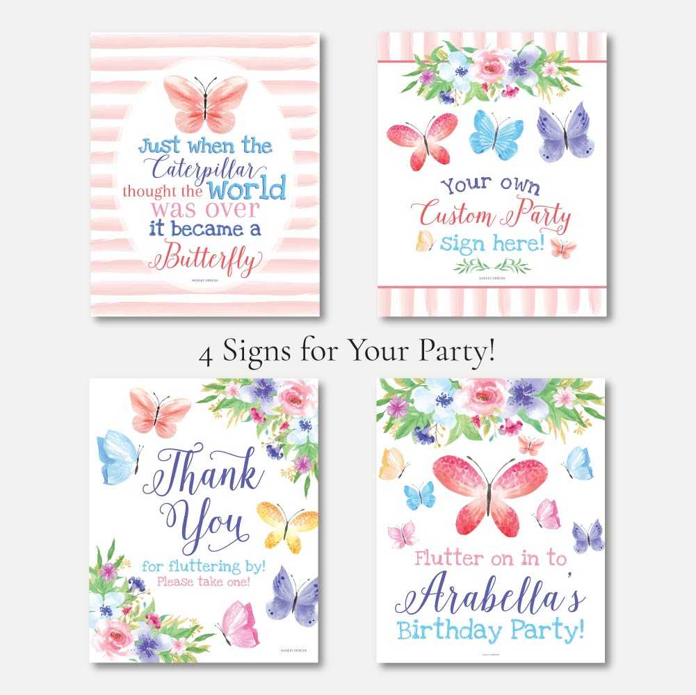 Printable Butterfly Kids Party Complete Package Templates | Hadley Designs