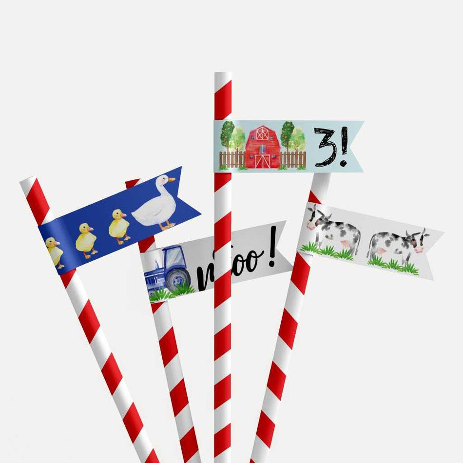 Printable Watercolor Neutral Farm Kids Party Accessories and Decor Pac ...