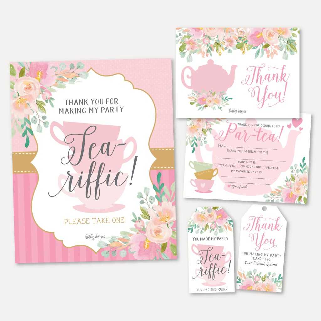 Printable Watercolor Tea Kids Party Thank You Package Templates ...