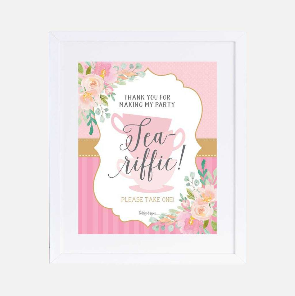 Printable Watercolor Tea Kids Party Favors Sign Template | Hadley ...