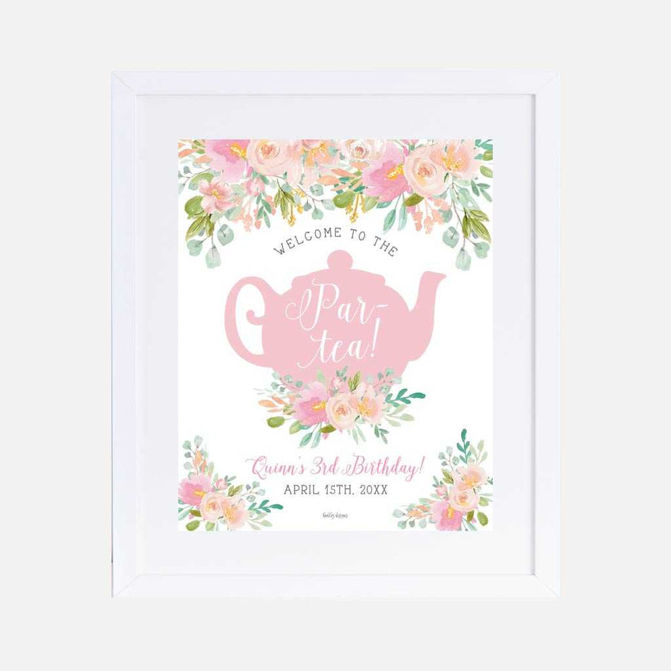 Printable Watercolor Tea Kids Party Welcome Sign Template | Hadley ...