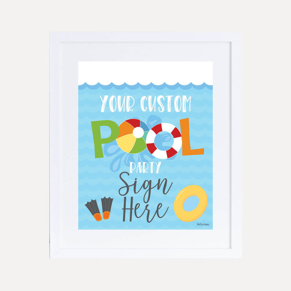 Printable Waves Pool Kids Party Custom Sign Template | Hadley Designs ...