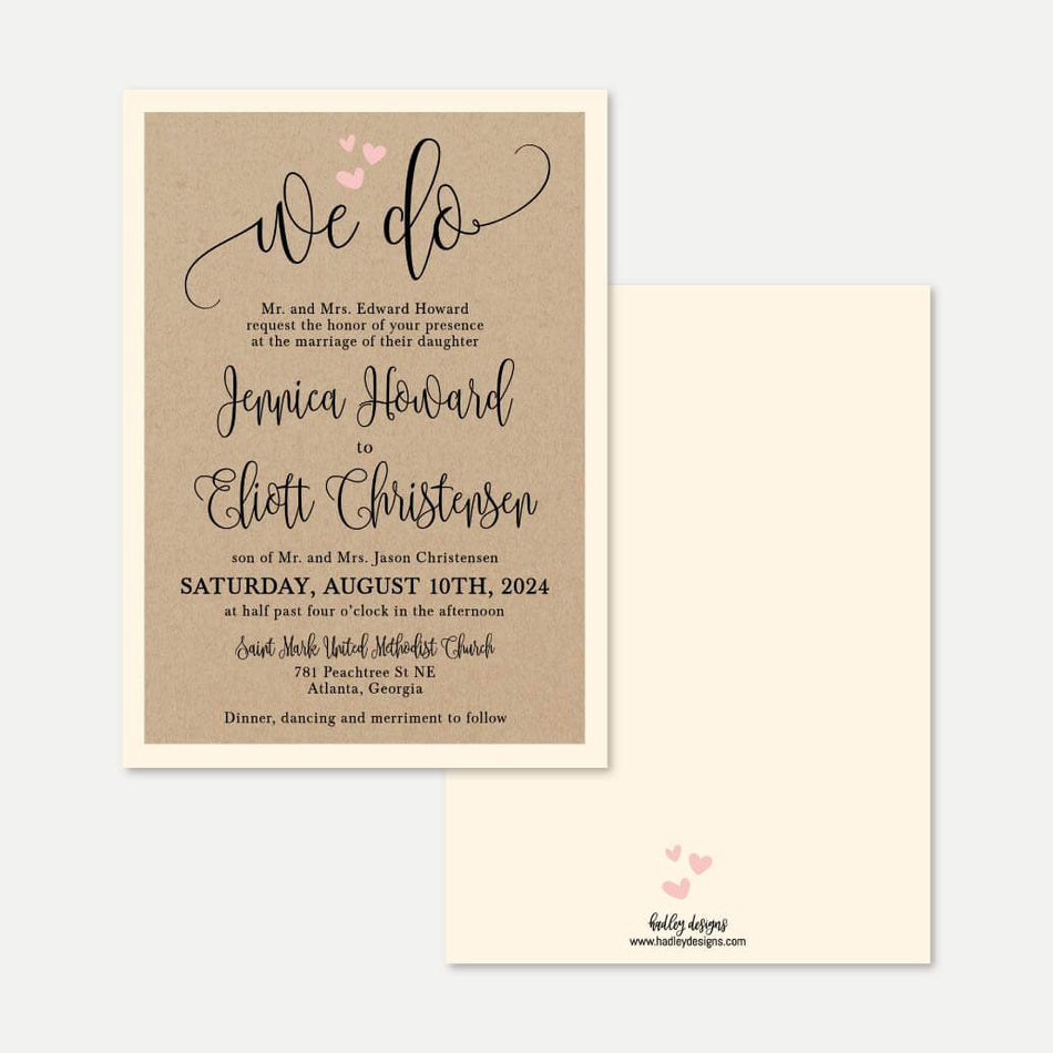 Printable We Do Kraft Wedding Invitation Template | Hadley Designs ...
