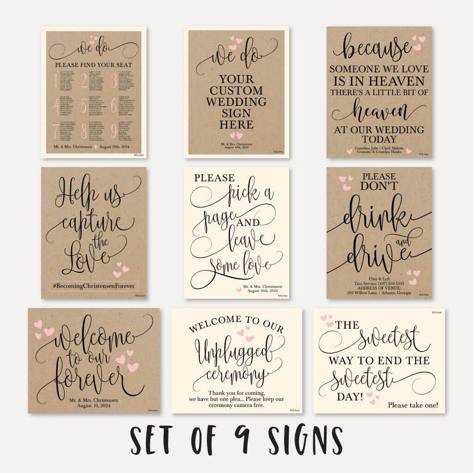 Printable We Do Kraft Wedding Signs Set Templates | Hadley Designs ...
